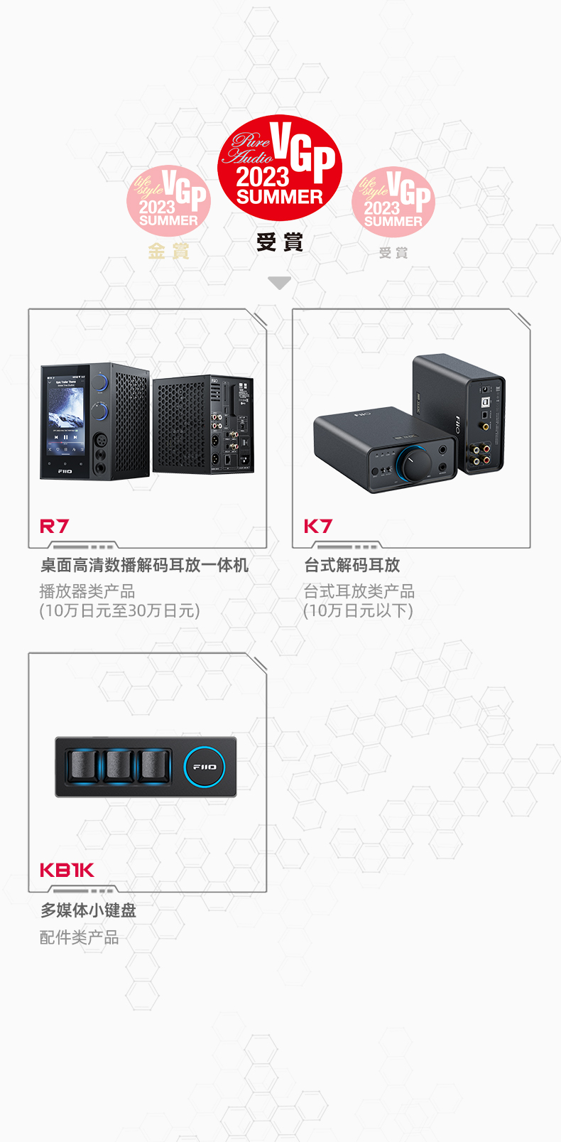 飞傲数十款产品获得VGP 2023 SUMMER授奖！-FIIO---BORN FOR MUSIC