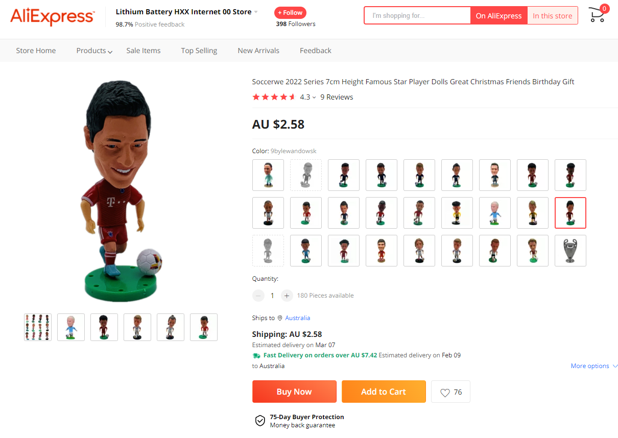 Soccerwe Soccer Star FC Bayern Player Figures 9# Robert Lewandowski ...