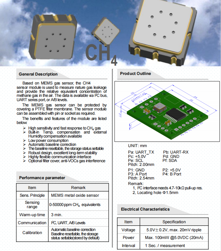 MEMS CH4 Sensor Module for Methane -企业官网