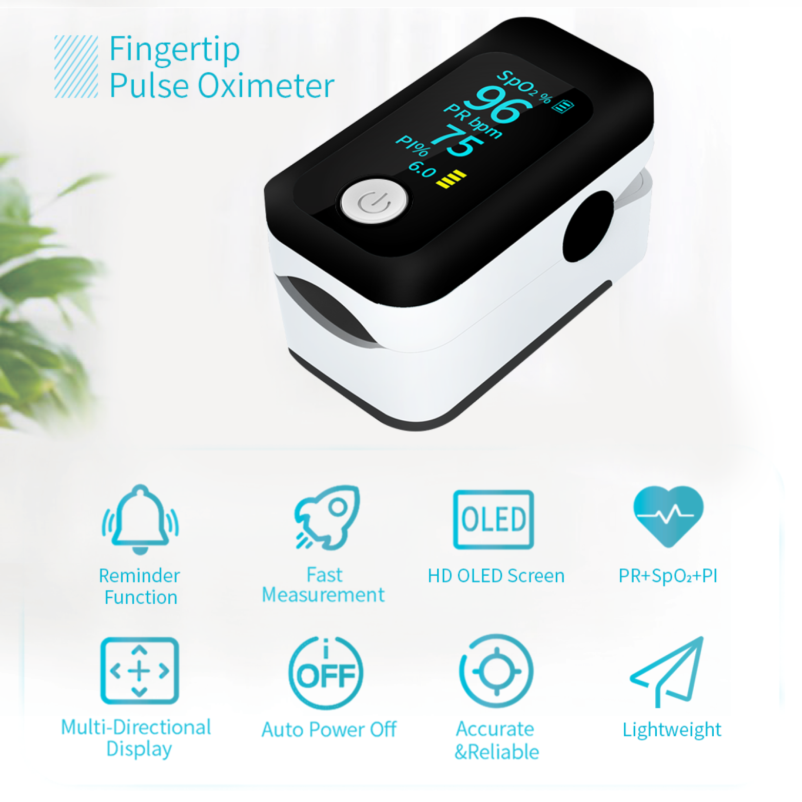 FDA/CE Approved Fingertip Pulse Oximeter-Acare Intl