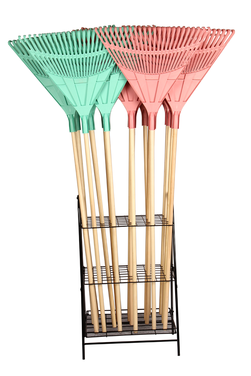 24 in. Poly Fan Rake Display-D&D GARDEN TOOLS