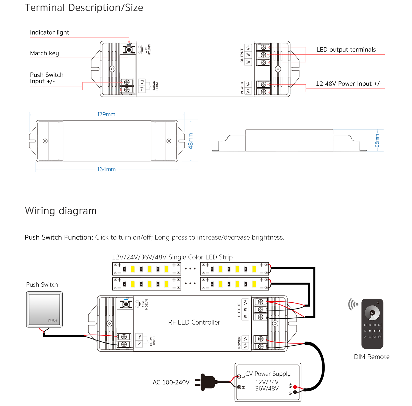 12-48V Bluetooth LED Dimmer JV21-PB-CLIMA LED controller