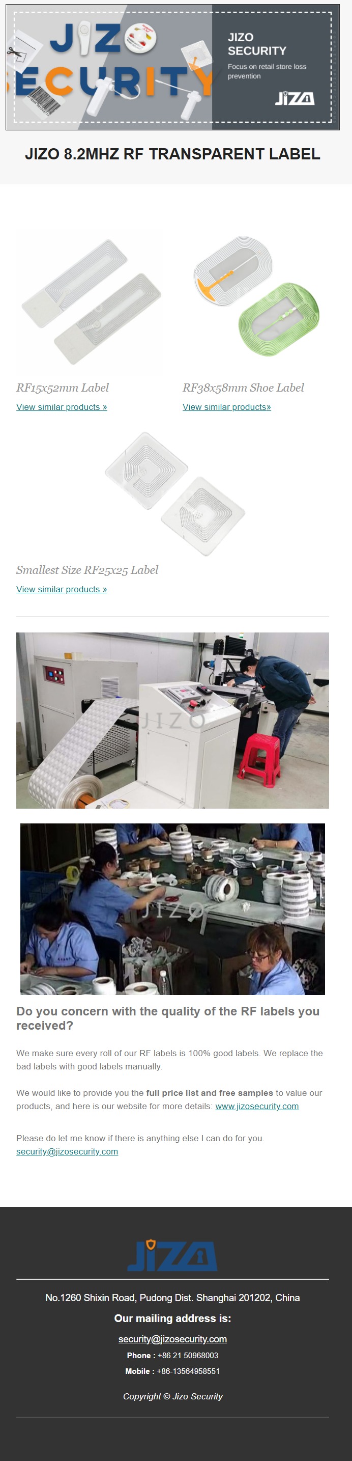 RF tag RF label RF pocket label