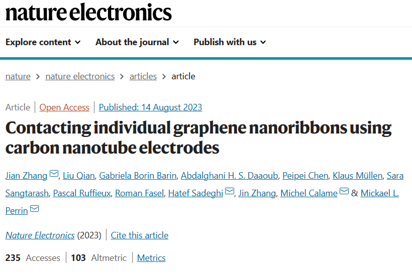 Nat. Electron. Single atomically precise graphene nanoribbon enables quantum transport ...