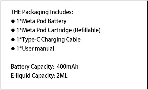 META Pod Vape Pen Refillable Cartridge 400mAh Battery Pod Kit -VAMOCE