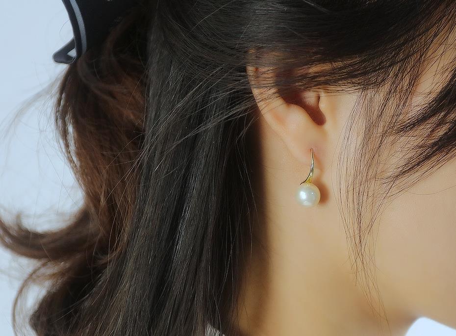 women's gold plated pearl drop earrings-SOGI JEWELRY