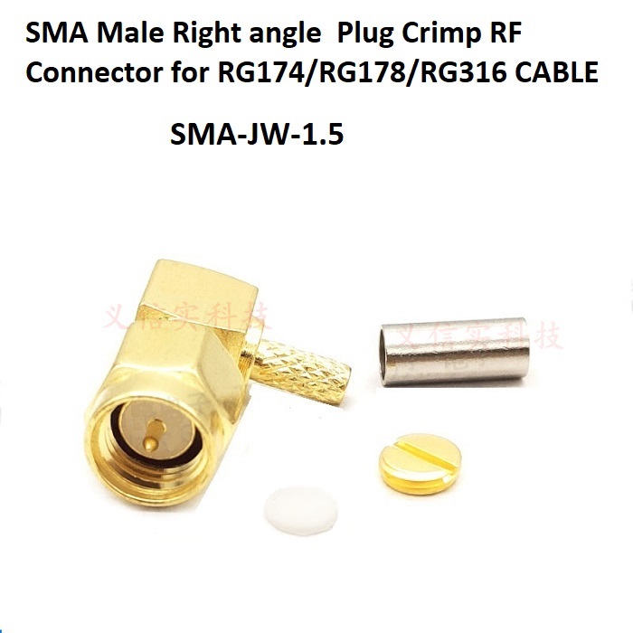 RP-SMA-KY-1.5 SMA Female Connector RP-SMA-JW-1.5 SMA Male Connector Right Angle Bulkhead ...