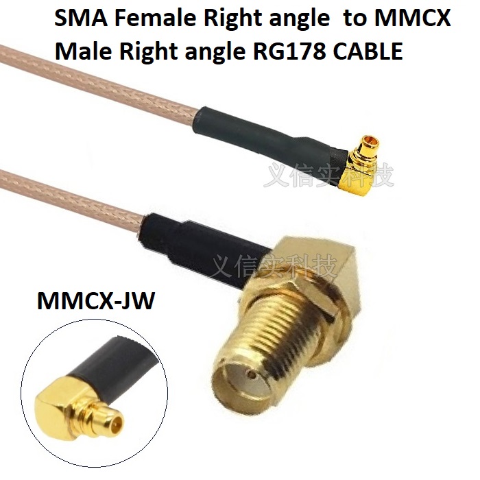 RG178 Coaxial Cable SMA-MMCX Cable SMA Female to MMCX Male Right Angle Pigtail Cable Antenna ...