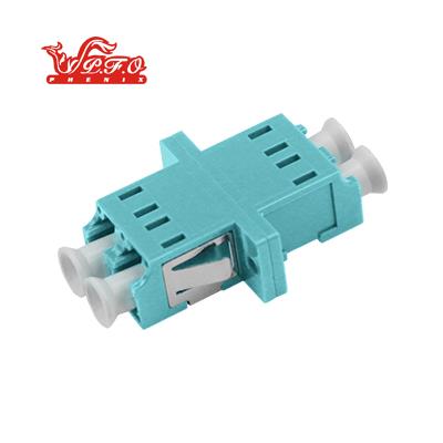 LC/UPC to LC/UPC Duplex OM3 Multi Mode SC Footprint Plastic Fiber Optic Adapter with Flange ...