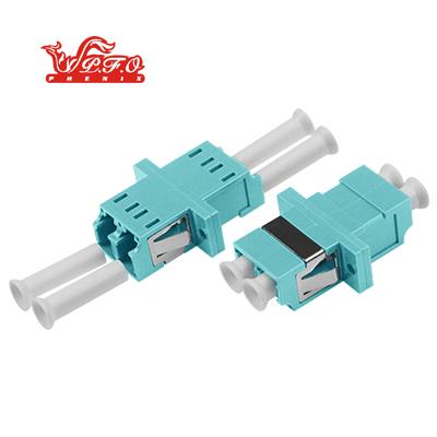 LC/UPC to LC/UPC Duplex OM3 Multi Mode SC Footprint Plastic Fiber Optic Adapter with Flange ...
