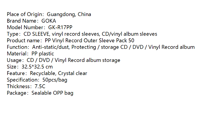 Vinyl Record Outer PP Sleeve Transparent Outer Vinyl Record Protection ...