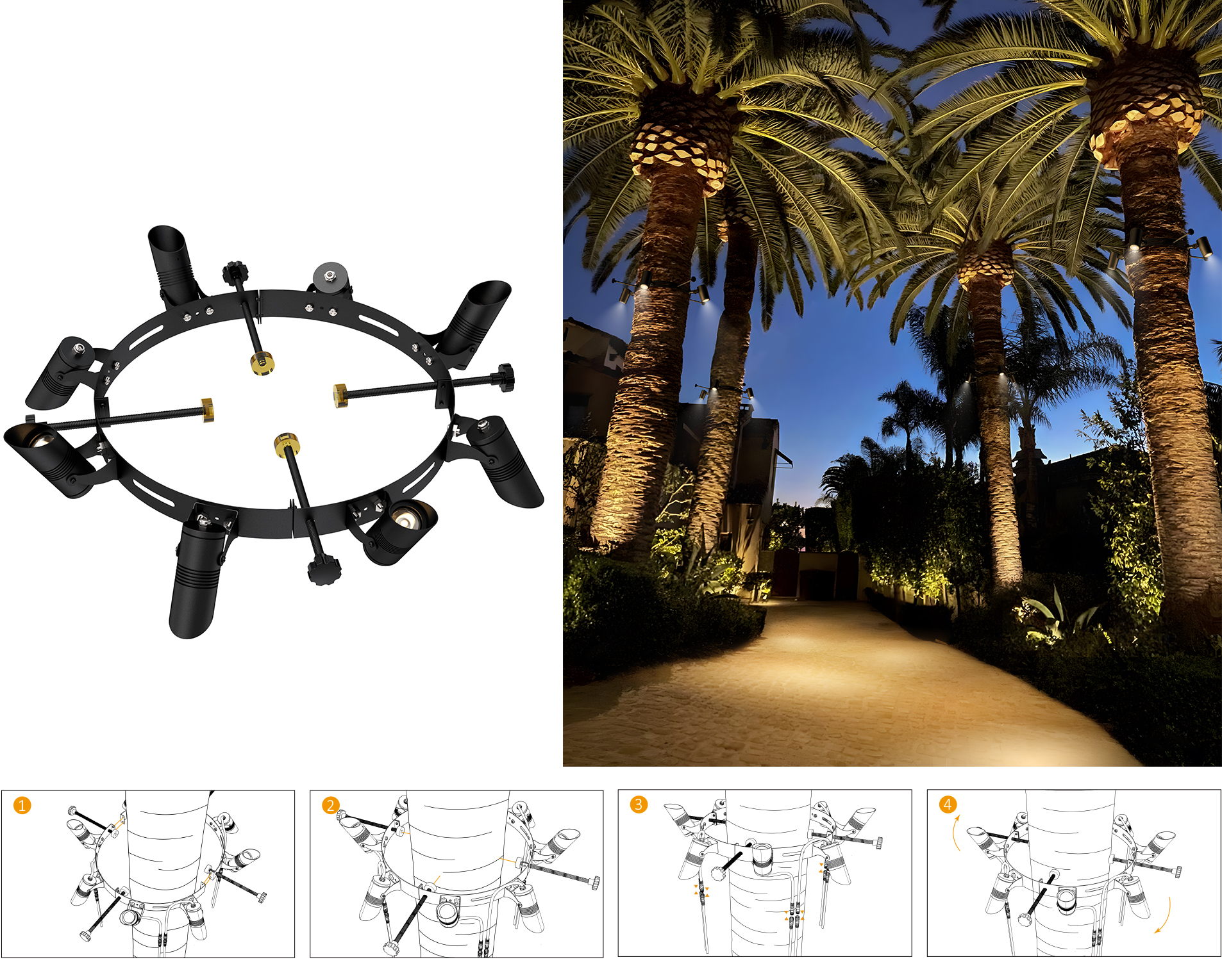YS2P02 Tree Ring Light – Circular Floodlight for Palm Trees & Large ...